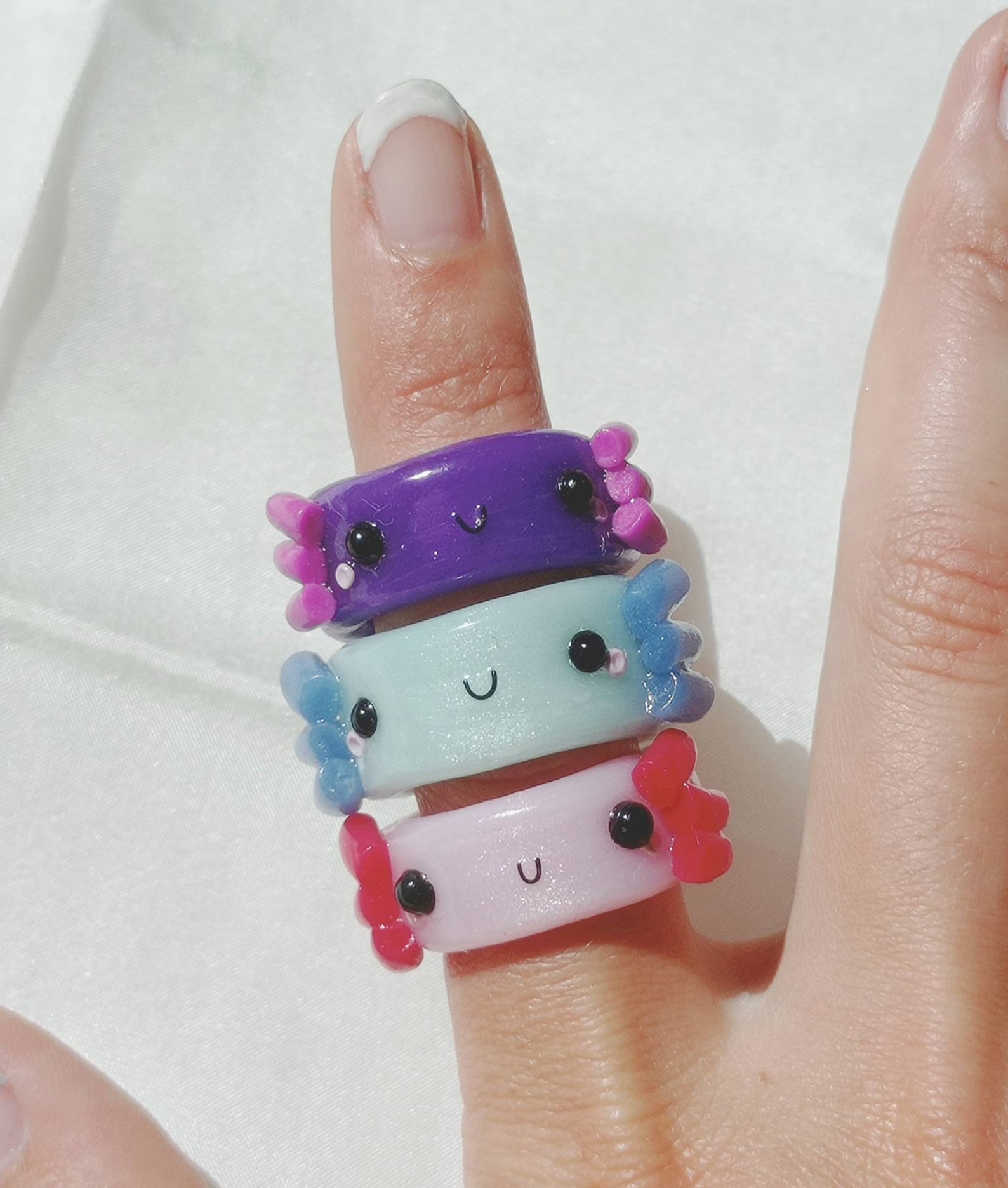 Handmade Polymer Clay Axolotl Ring Chunky Pink Purple or - Etsy