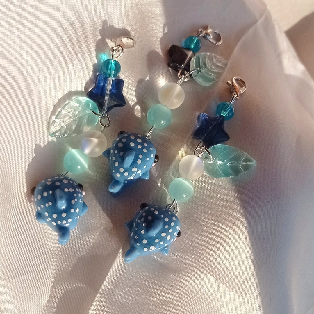 Handmade Polymer Clay Whale Shark Beaded Charms Ocean/beach/bag Charms ...