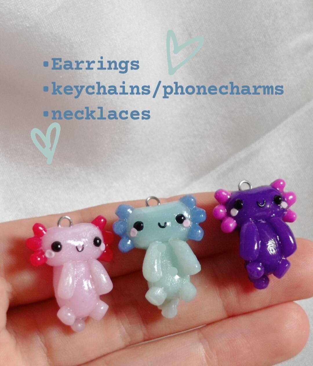 Handmade Polymer Clay Axolotl Charms Pink/purple/blue - Etsy