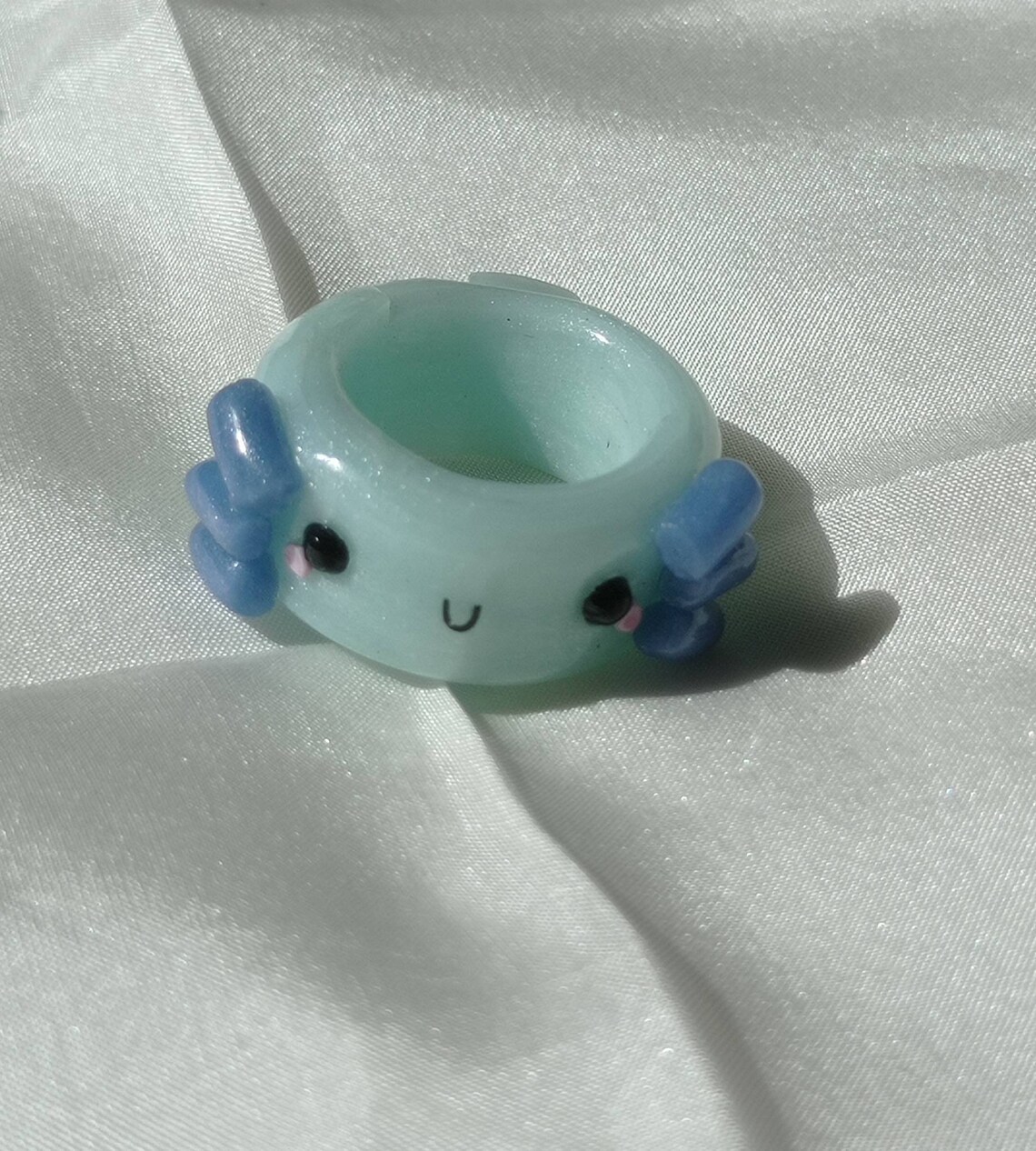 Handmade Polymer Clay Axolotl Ring Chunky Pink Purple or - Etsy