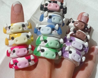 Kawaii Chunky Rings Polymer Clay - Etsy