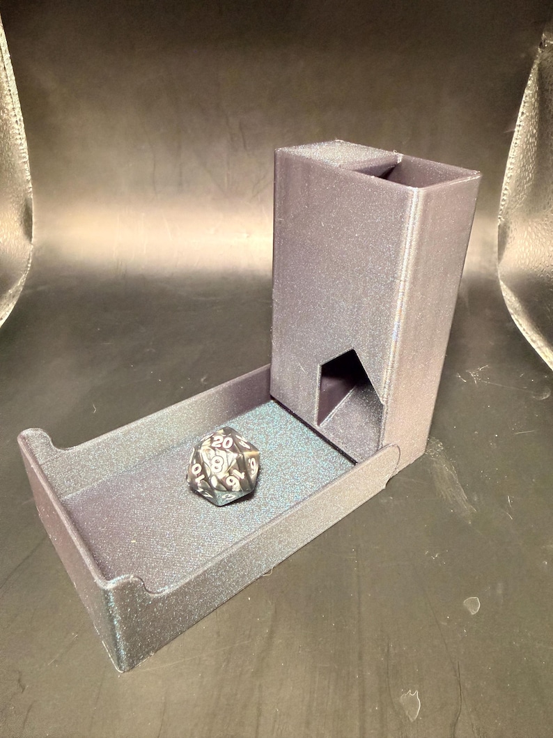Collapsible 3D Printed Travel Dice Tower | Black Blue Glitter RPG ...