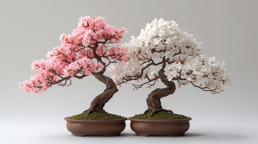 Pink & White Cherry Blossom Bonsai Tree Seeds: Japanese Sakura, Home ...