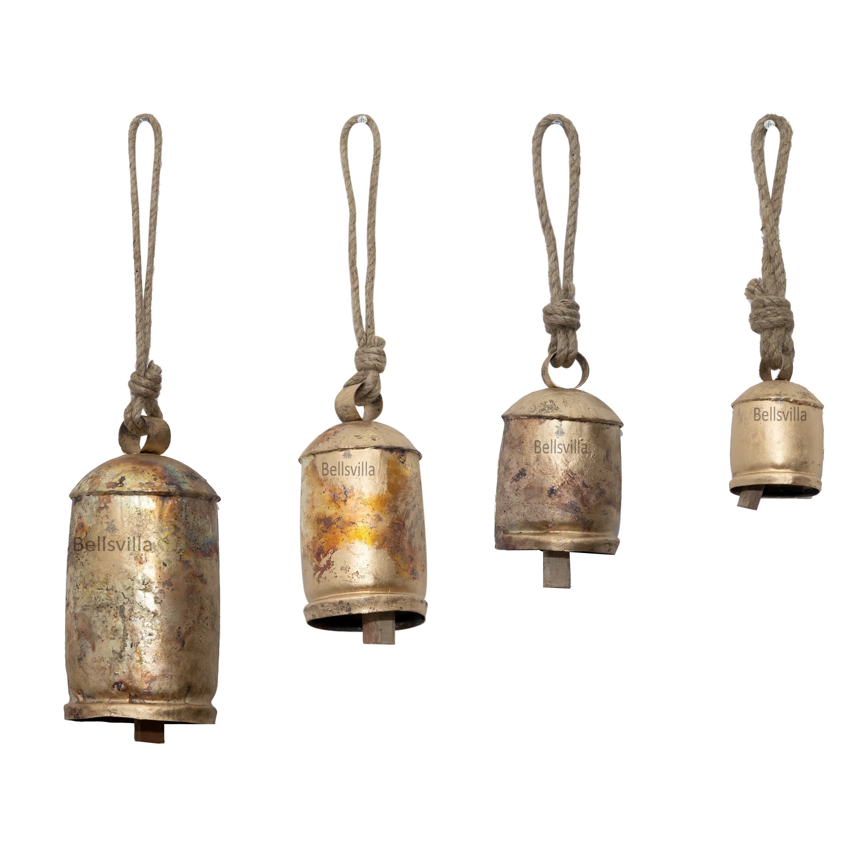 Bellsvilla Set of 4 Christmas Giant Harmony Cow Bells Big Vintage ...