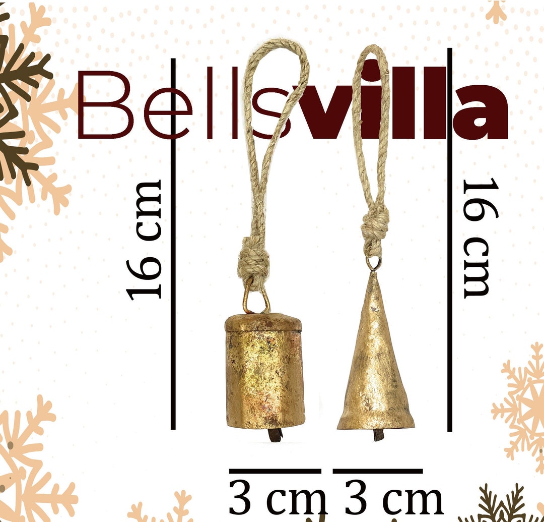 Bellsvilla Metal 2 Shape Hanging Christmas Bells Round and Cone With ...