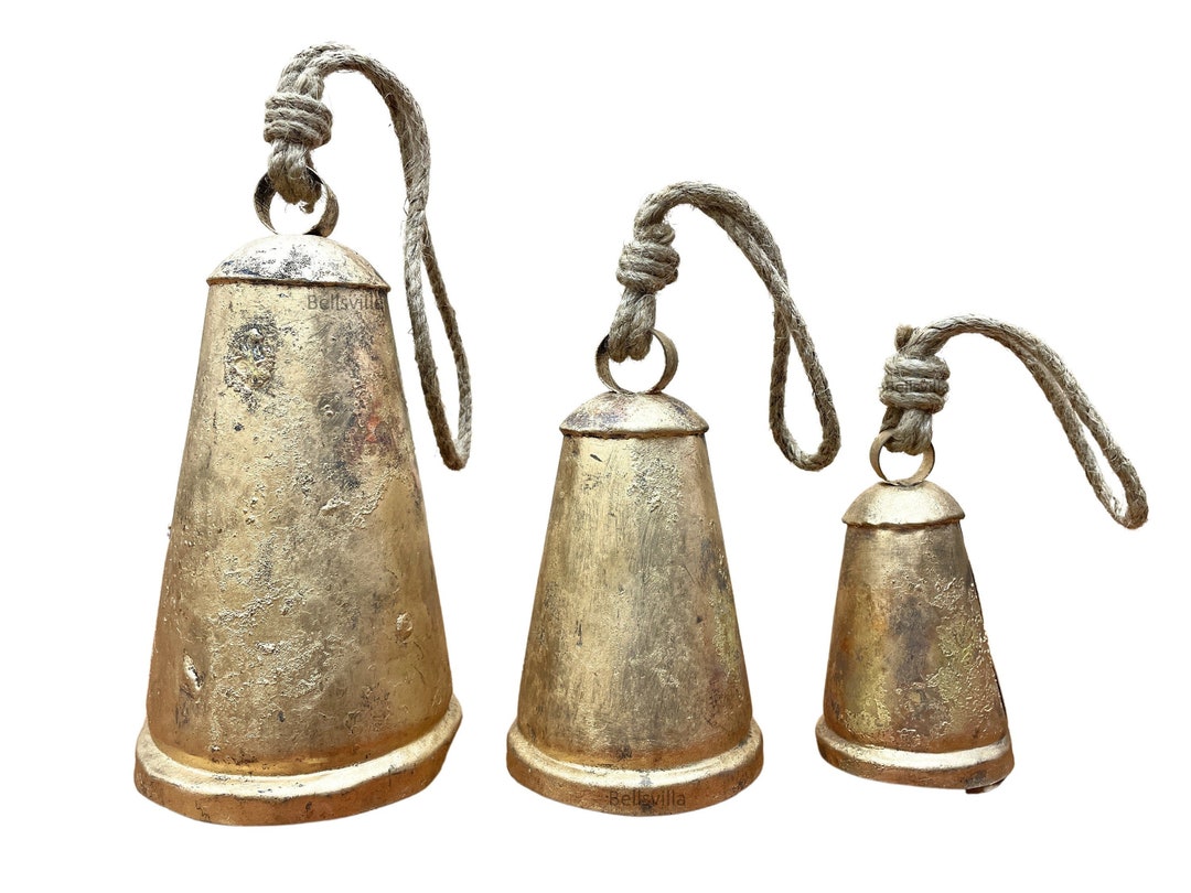 Bellsvilla Set of 3 Cone Shape Cow Bells Vintage Handmade Rustic Giant ...