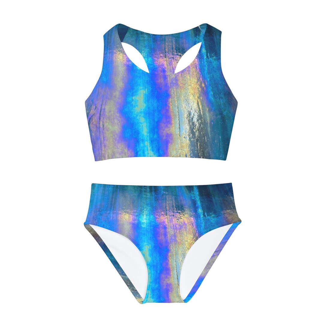 Girls Two Piece Swimsuit. Iridescent Blue. - Etsy