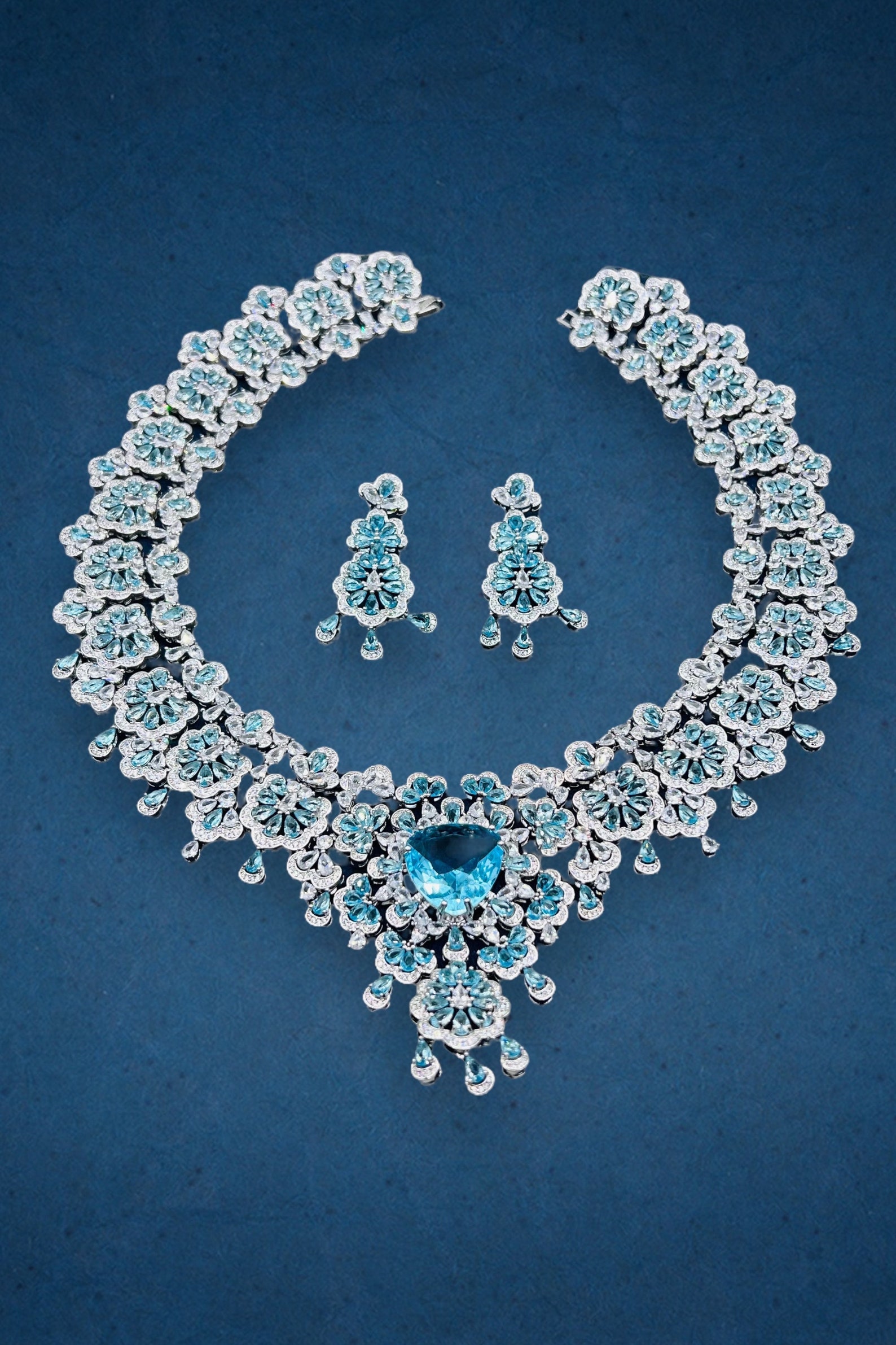 Celestial Blue Crystals Jewelry Set 2 Pieces, Necklace, Earrings in ...