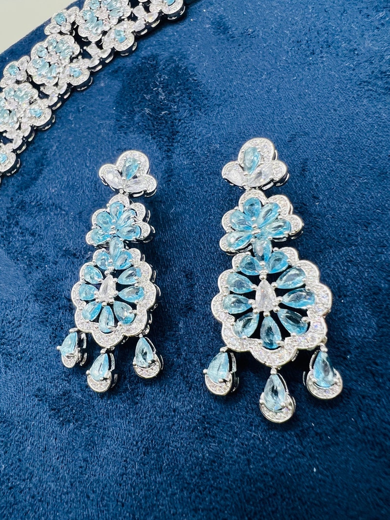 Celestial Blue Crystals Jewelry Set 2 Pieces, Necklace, Earrings in ...