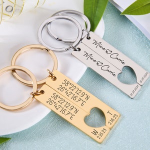 Personalized 2 Pcs Matching Couple Keyring Couple Keychain Set Custom ...