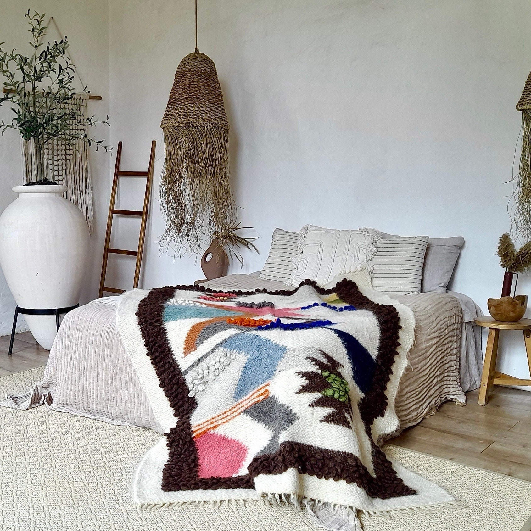 Wool Blanket in Queen Size Natural Sheep Wool Throw Blanket - Etsy