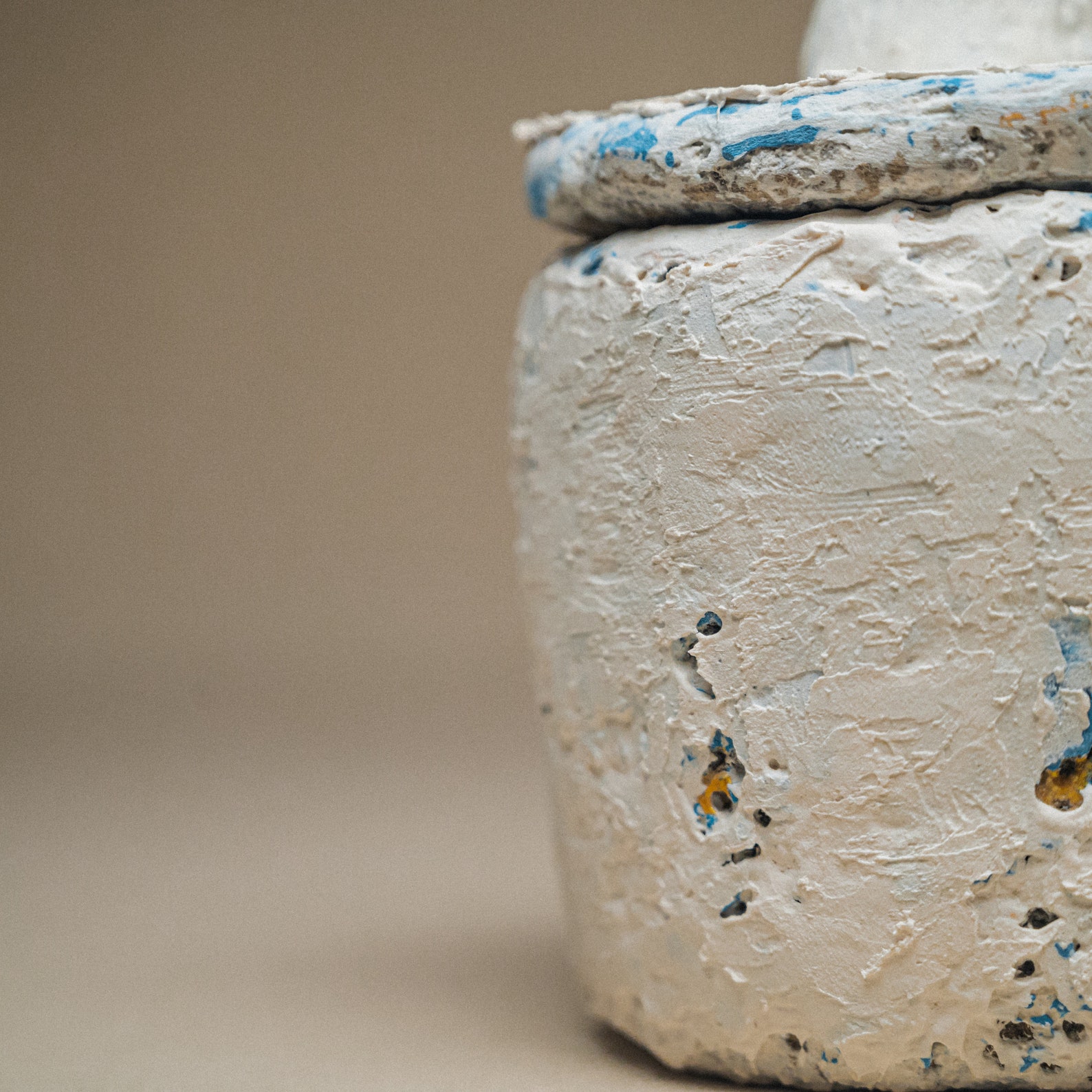 Handmade Paper Mache Jar With Lid: White & Blue Rustic Boho Decor ...