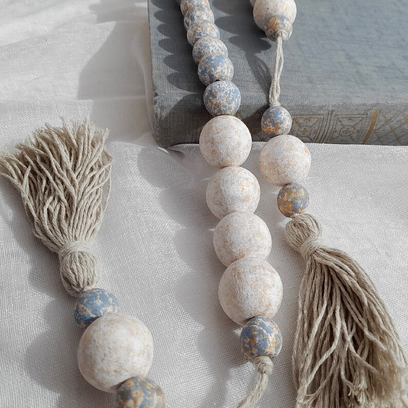 Large Wooden Bead Garland With Tassels: Bohemian Decor, Coffee Table ...