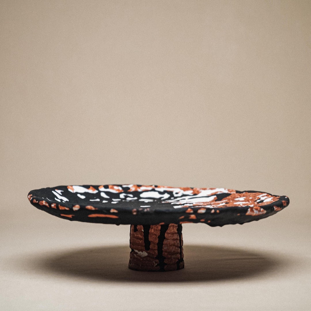 Handmade Paper Mache Decorative Plate: Textured Boho Chic Tray ...