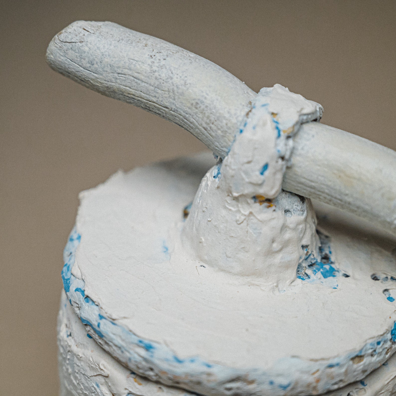 Handmade Paper Mache Jar With Lid: White & Blue Rustic Boho Decor ...