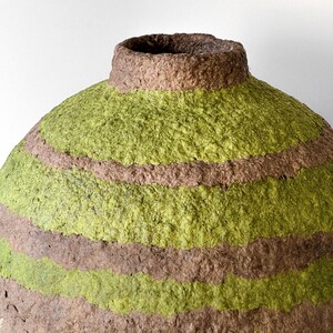 Chic Lime Green Rustic Vase - Sustainable Paper Mache Sculpture ...