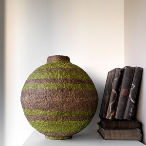 Chic Lime Green Rustic Vase - Sustainable Paper Mache Sculpture ...