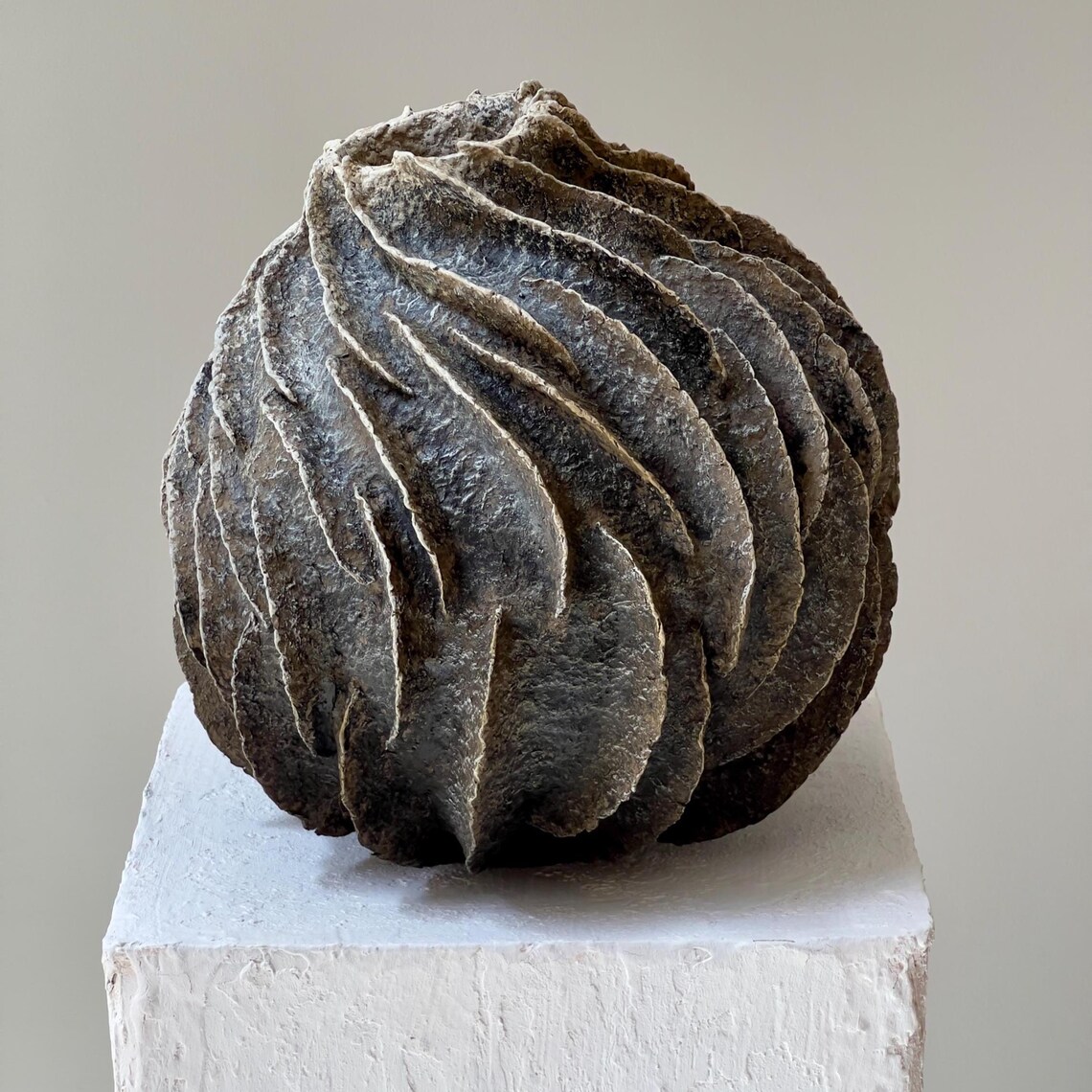 Paper Clay Biomorphic Sculpture: Japandi Decor Textured Art Vessel ...