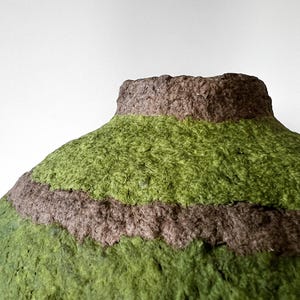 Chic Lime Green Rustic Vase - Sustainable Paper Mache Sculpture ...