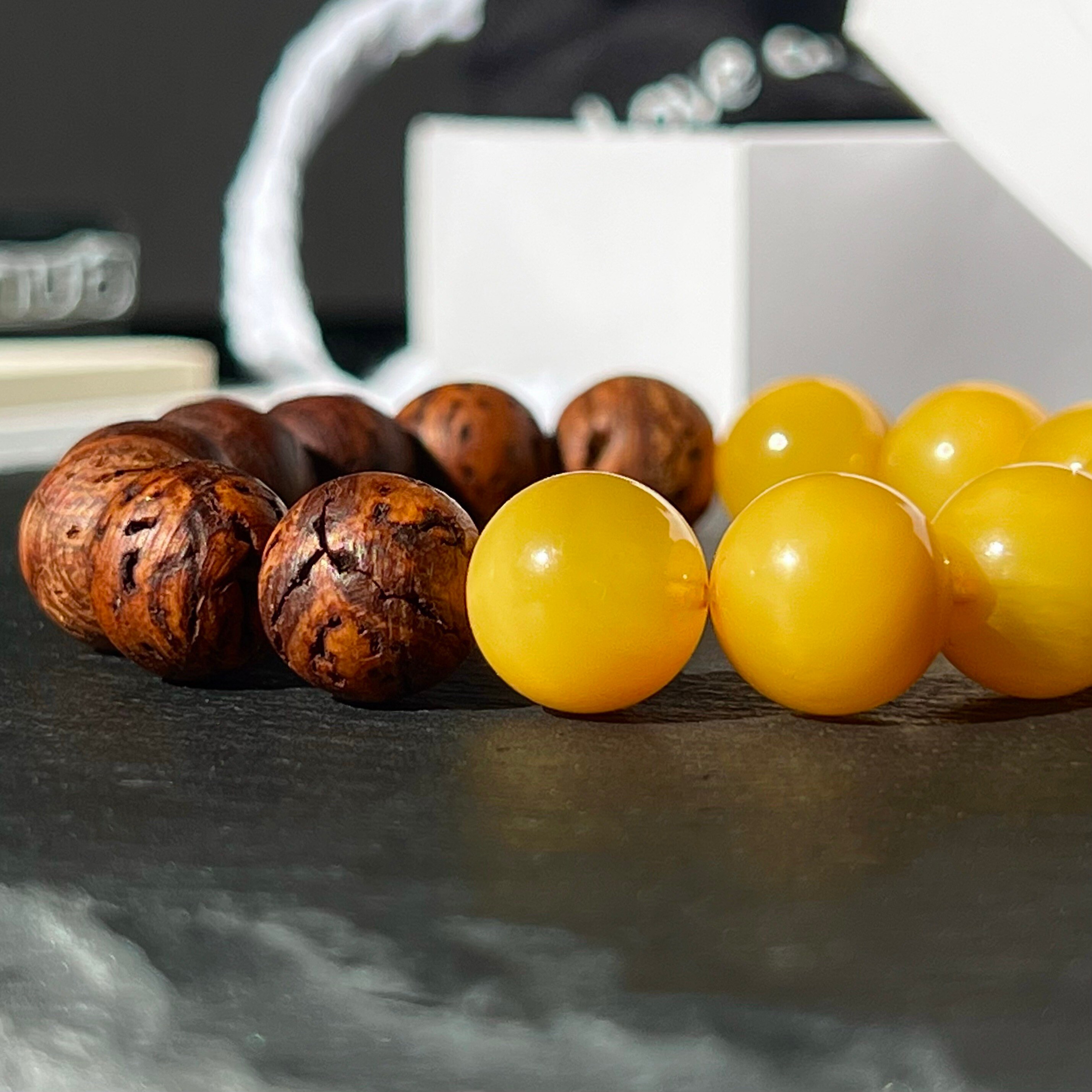 Energy Bracelet With Natural Amber Beads and Bodhi Seed - Etsy
