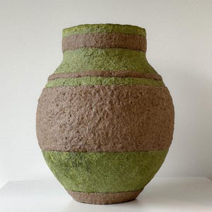 Wabi Sabi Lime Green Vase - Rustic Handmade Paper Mache Centerpiece ...