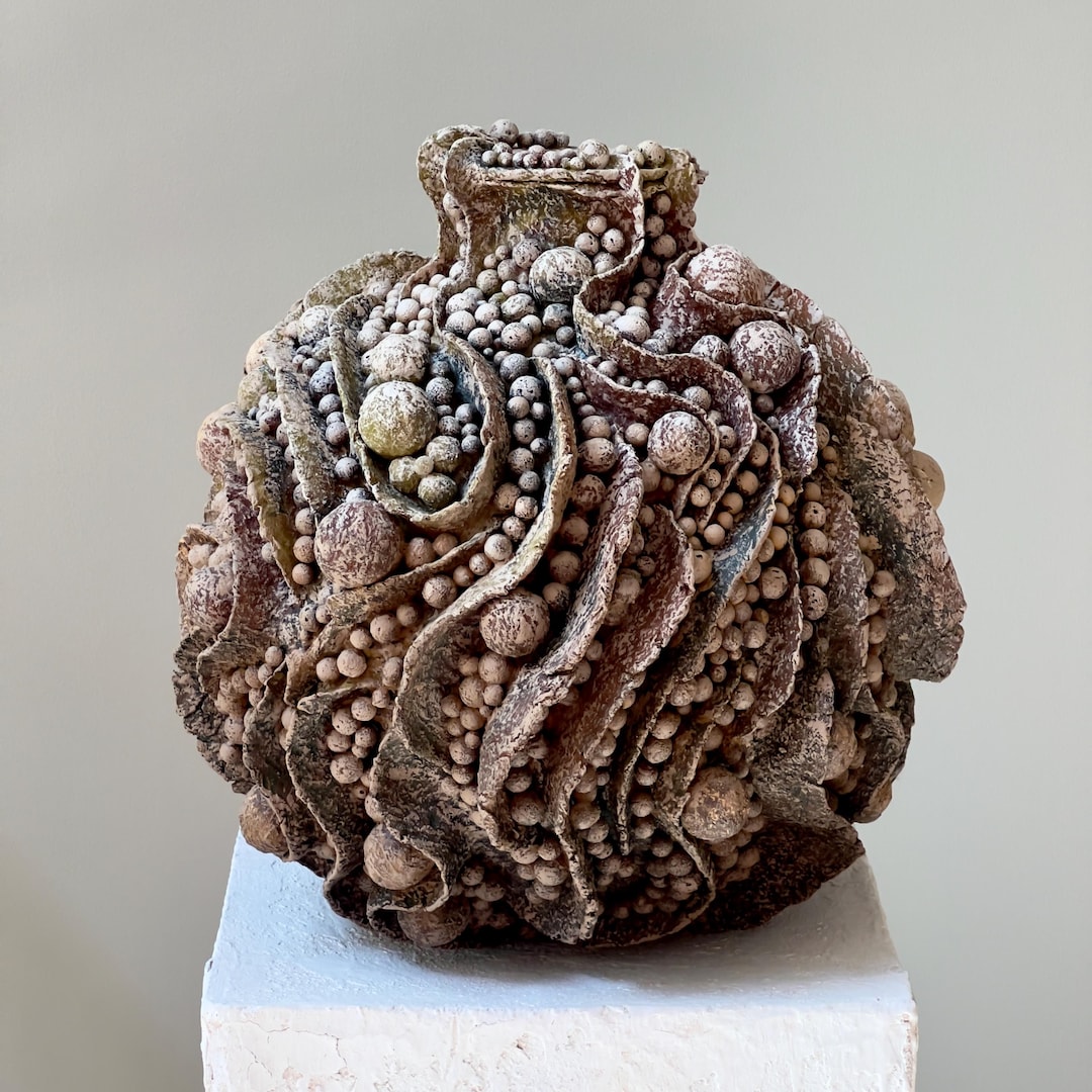 Earth Tone Paper Clay Sculpture: Biomorphic Modern Vessel, Handmade ...