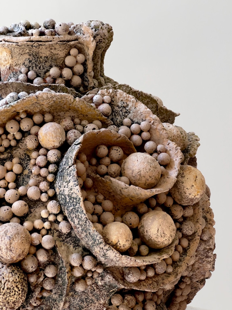 Earth Tone Paper Clay Sculpture: Biomorphic Modern Vessel, Handmade ...