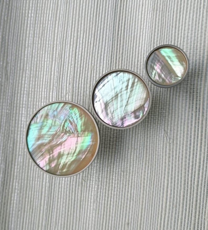 Iridescent Abalone Shell Cabinet Knob: Art Deco Pearl Drawer Pull - Etsy
