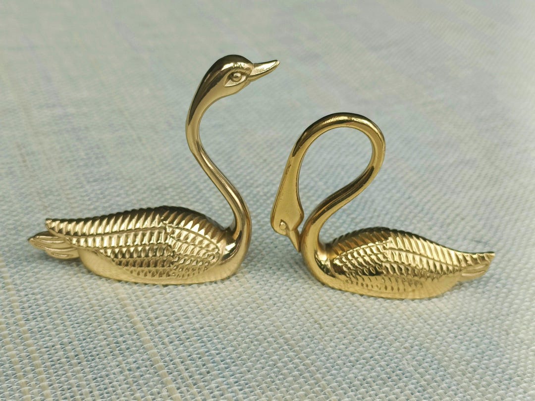 Gold Brass Swan Cabinet Handle: Elegant Bird Drawer Pull - Etsy