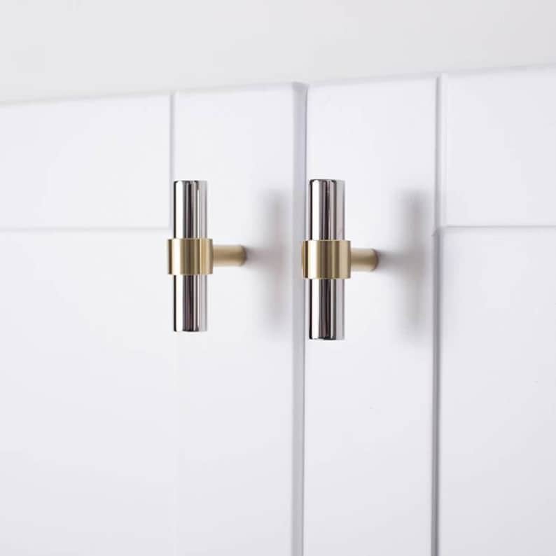 Silver & Gold Cabinet Bar Pull: Modern Kitchen Hardware - Etsy