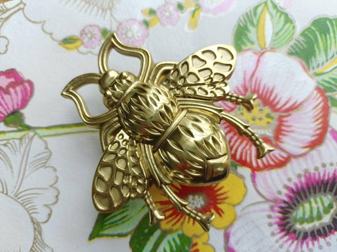 Large Brass Bumble Bee Drawer Pull - Gold Honeycomb Cabinet Handle - Etsy