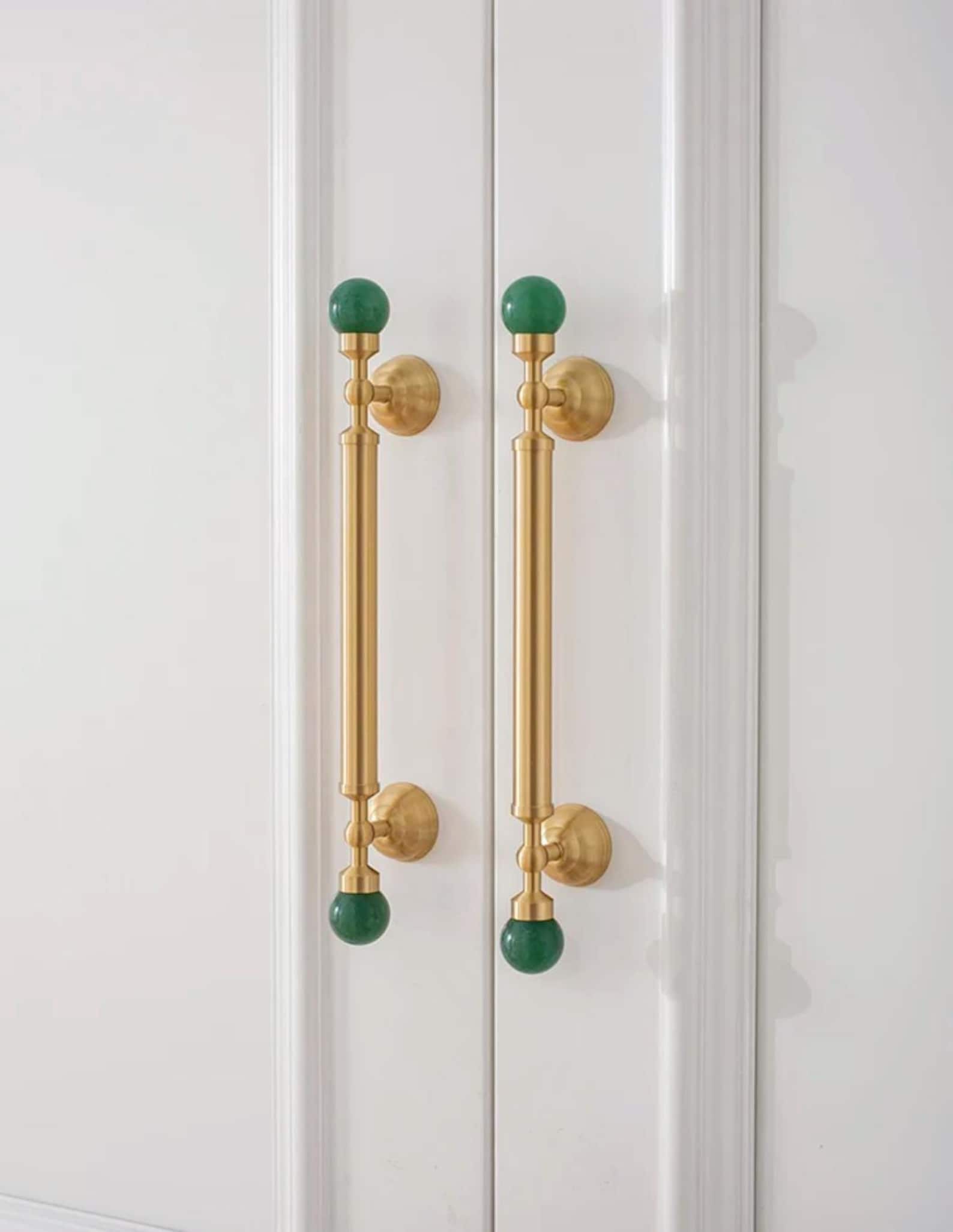 Green Jade Brass Cabinet Handle: Geometric Bar Drawer Pull - Etsy