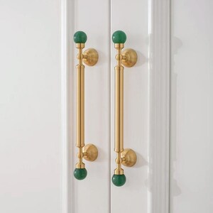 Green Jade Brass Cabinet Handle: Geometric Bar Drawer Pull - Etsy