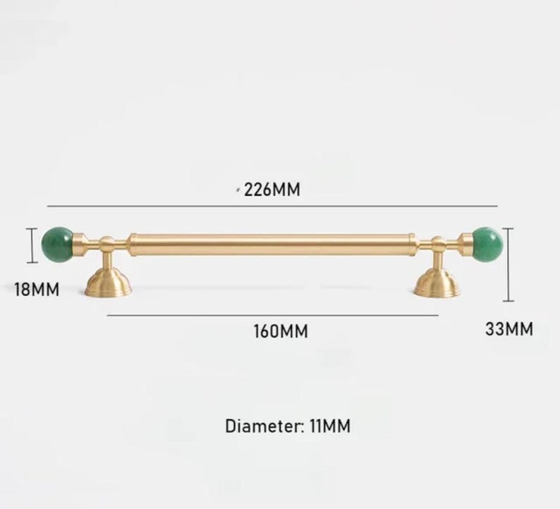 Green Jade Brass Cabinet Handle: Geometric Bar Drawer Pull - Etsy