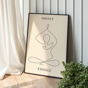 Yoga Beige Line Art Printable Poster, Living Room, Bedroom Decor ...