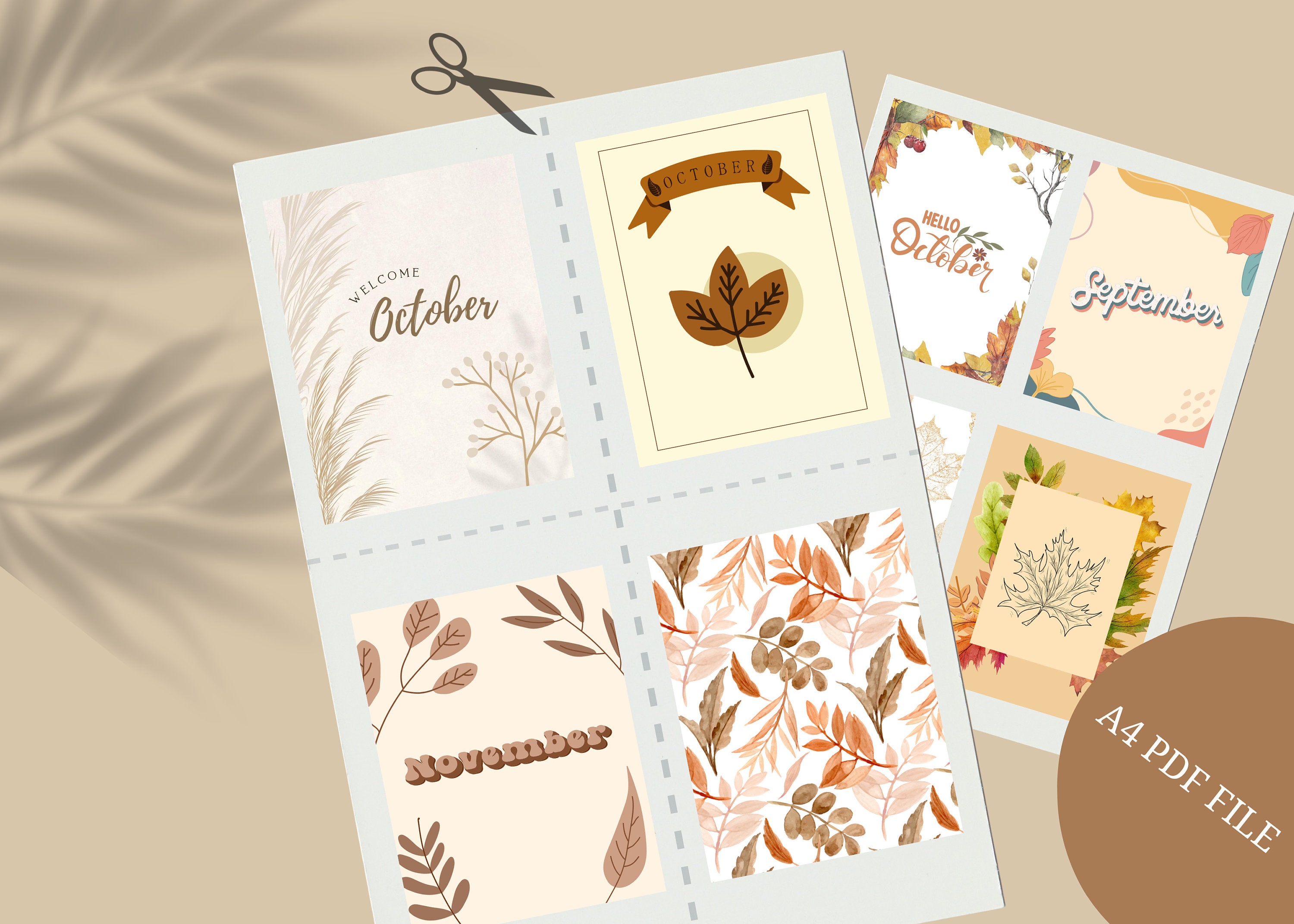 Autumn Themed Cards Printable Fall Cards Autumn Greeting - Etsy
