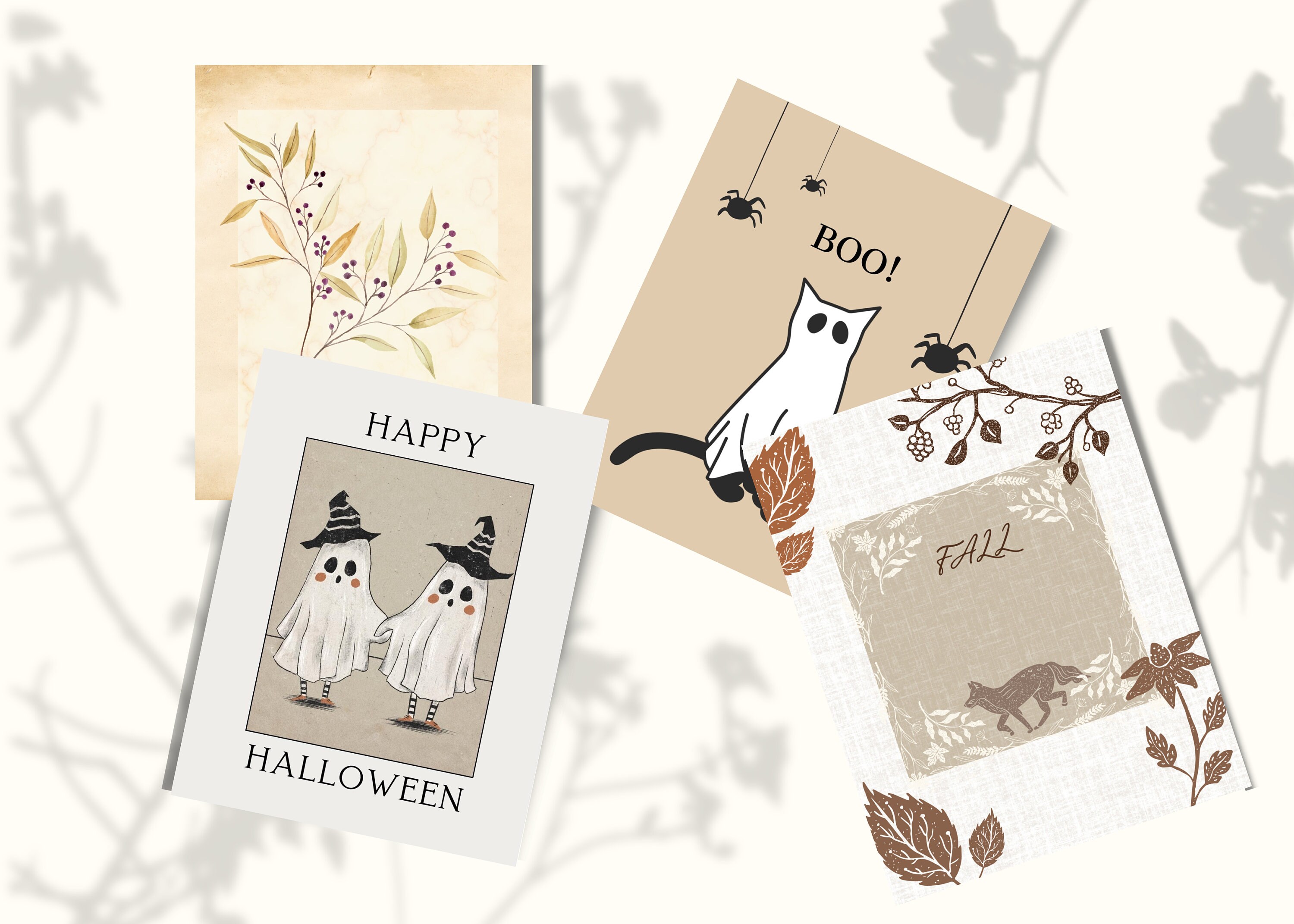 Autumn Themed Cards, Printable Fall Cards, Autumn Greeting Cards ...