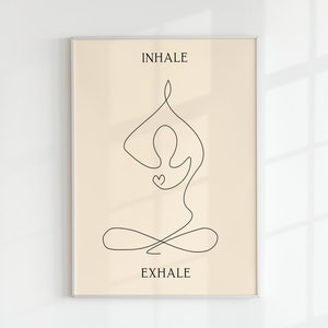Yoga Beige Line Art Printable Poster, Living Room, Bedroom Decor ...