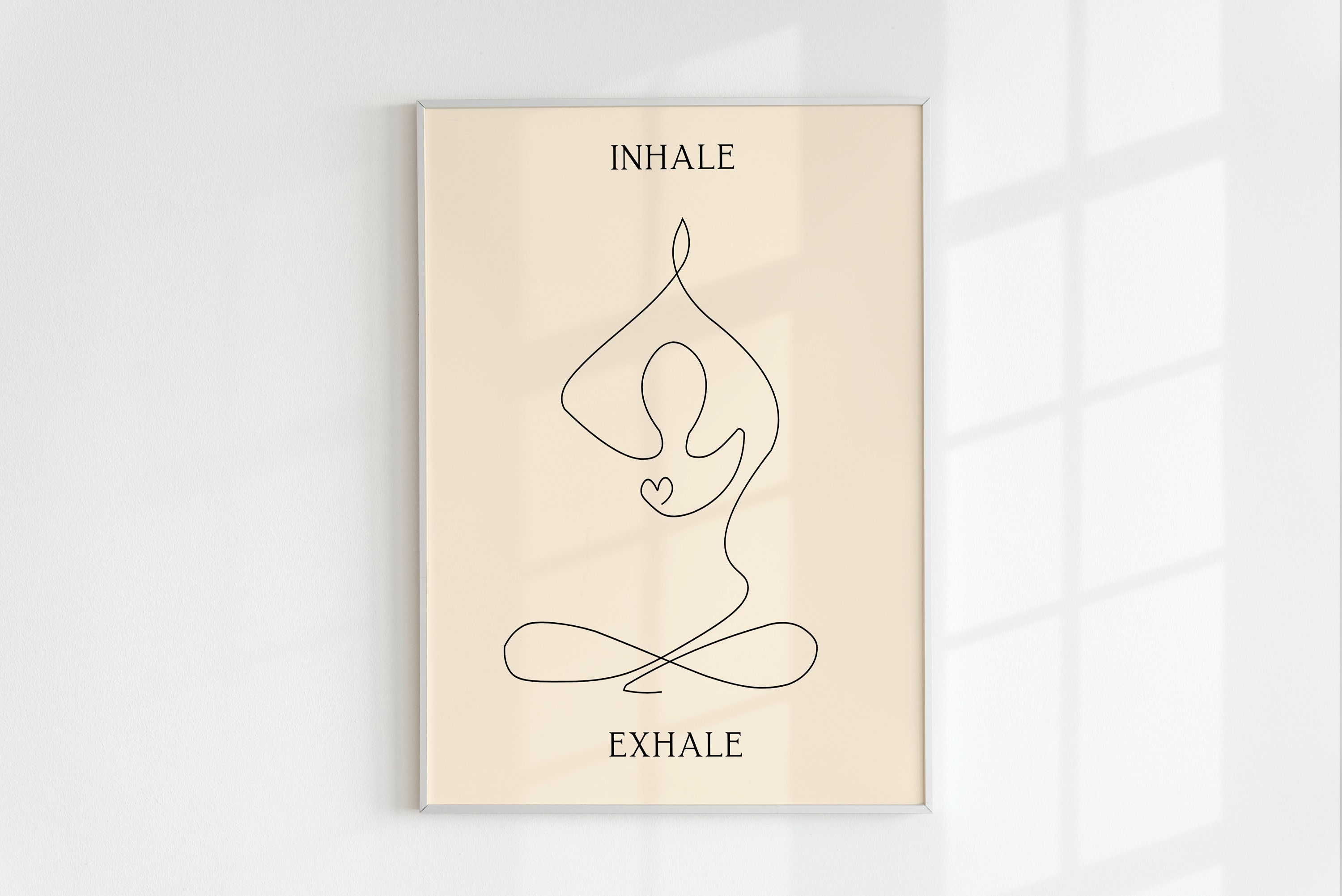 Yoga Beige Line Art Printable Poster, Living Room, Bedroom Decor ...