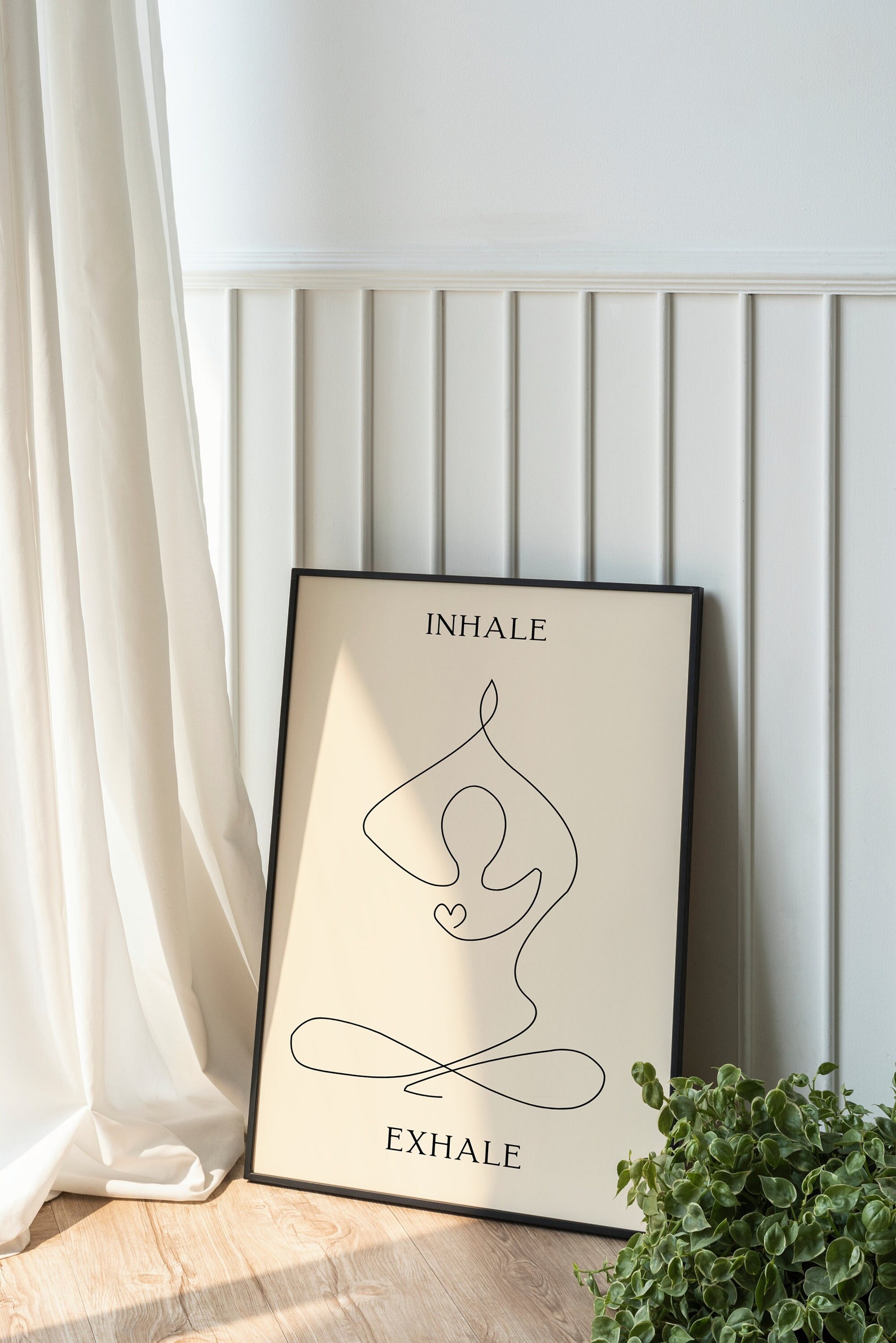 Yoga Beige Line Art Printable Poster, Living Room, Bedroom Decor ...