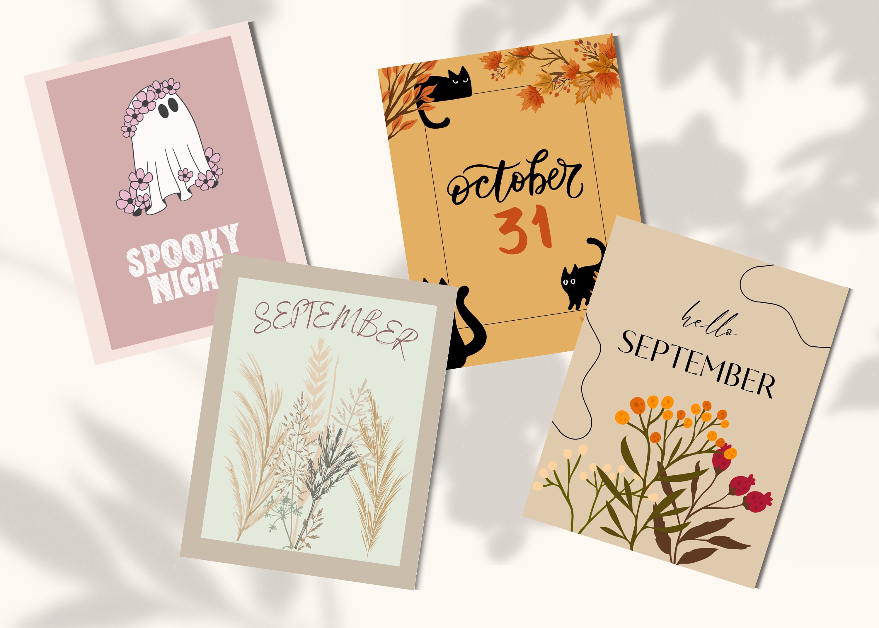 Autumn Themed Cards, Printable Fall Cards, Autumn Greeting Cards ...