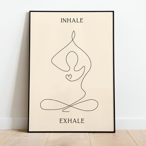 Yoga Beige Line Art Printable Poster, Living Room, Bedroom Decor ...