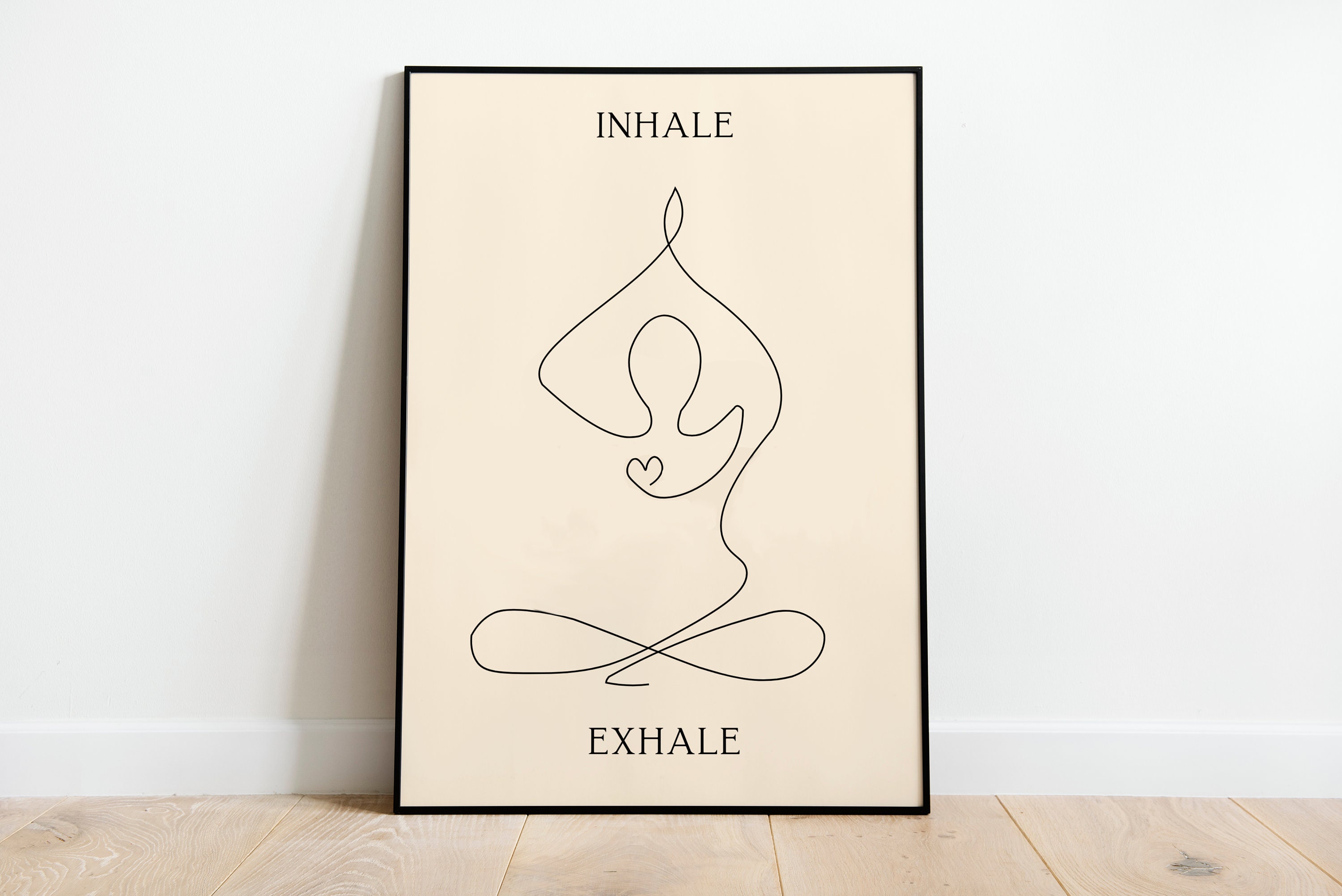 Yoga Beige Line Art Printable Poster, Living Room, Bedroom Decor ...