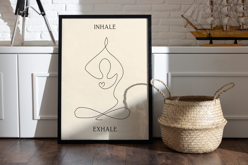 Yoga Beige Line Art Printable Poster, Living Room, Bedroom Decor ...