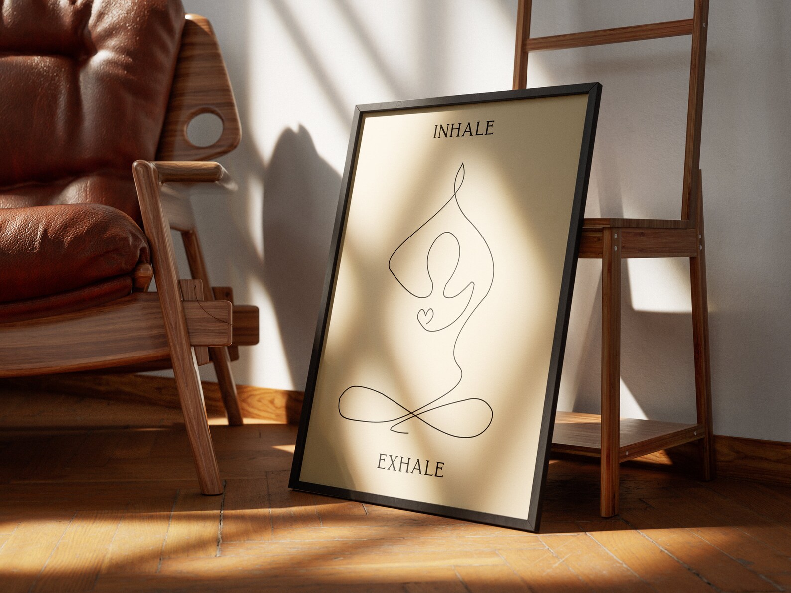 Yoga Beige Line Art Printable Poster, Living Room, Bedroom Decor ...