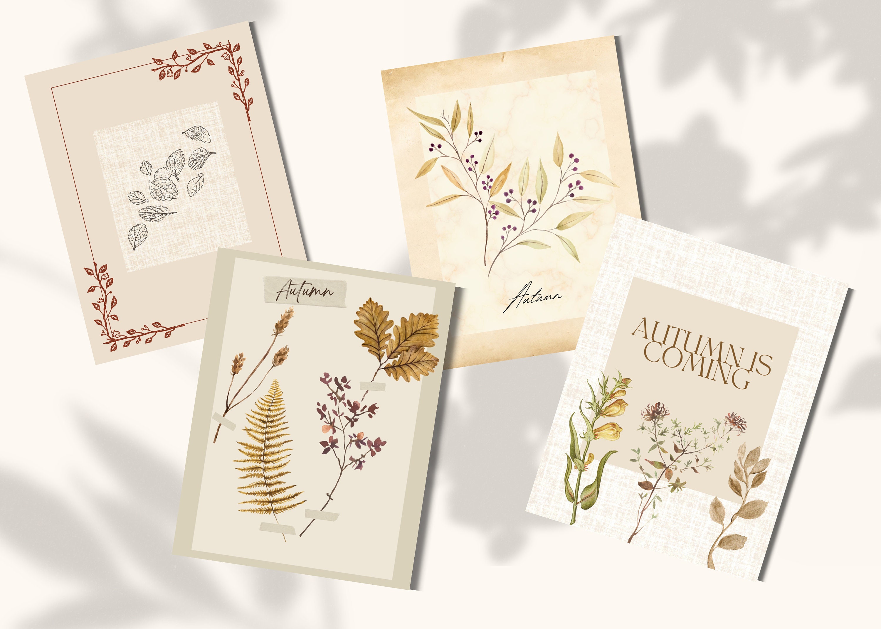 Autumn Themed Cards, Printable Fall Cards, Autumn Greeting Cards ...