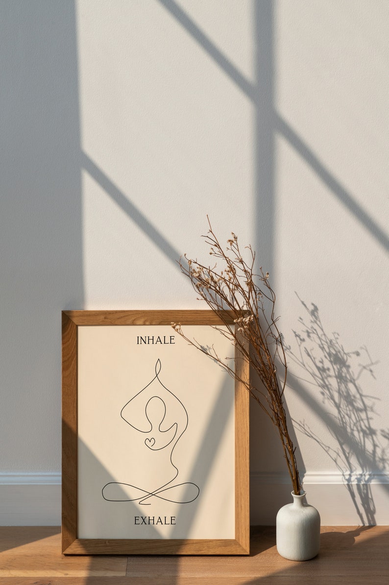 Yoga Beige Line Art Printable Poster, Living Room, Bedroom Decor ...