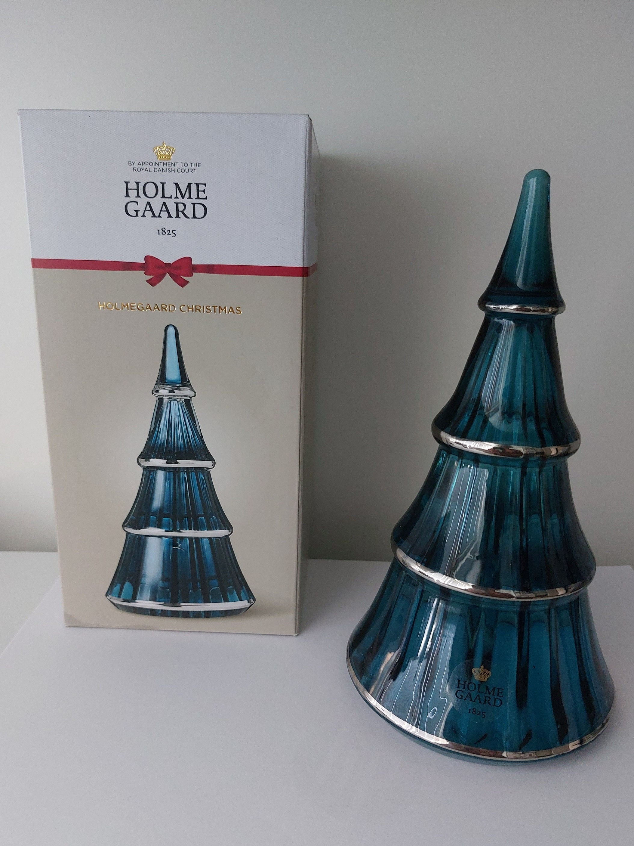 Set of Two Holmegaard Christmas Trees blue and Silver 20 Cm From the ...