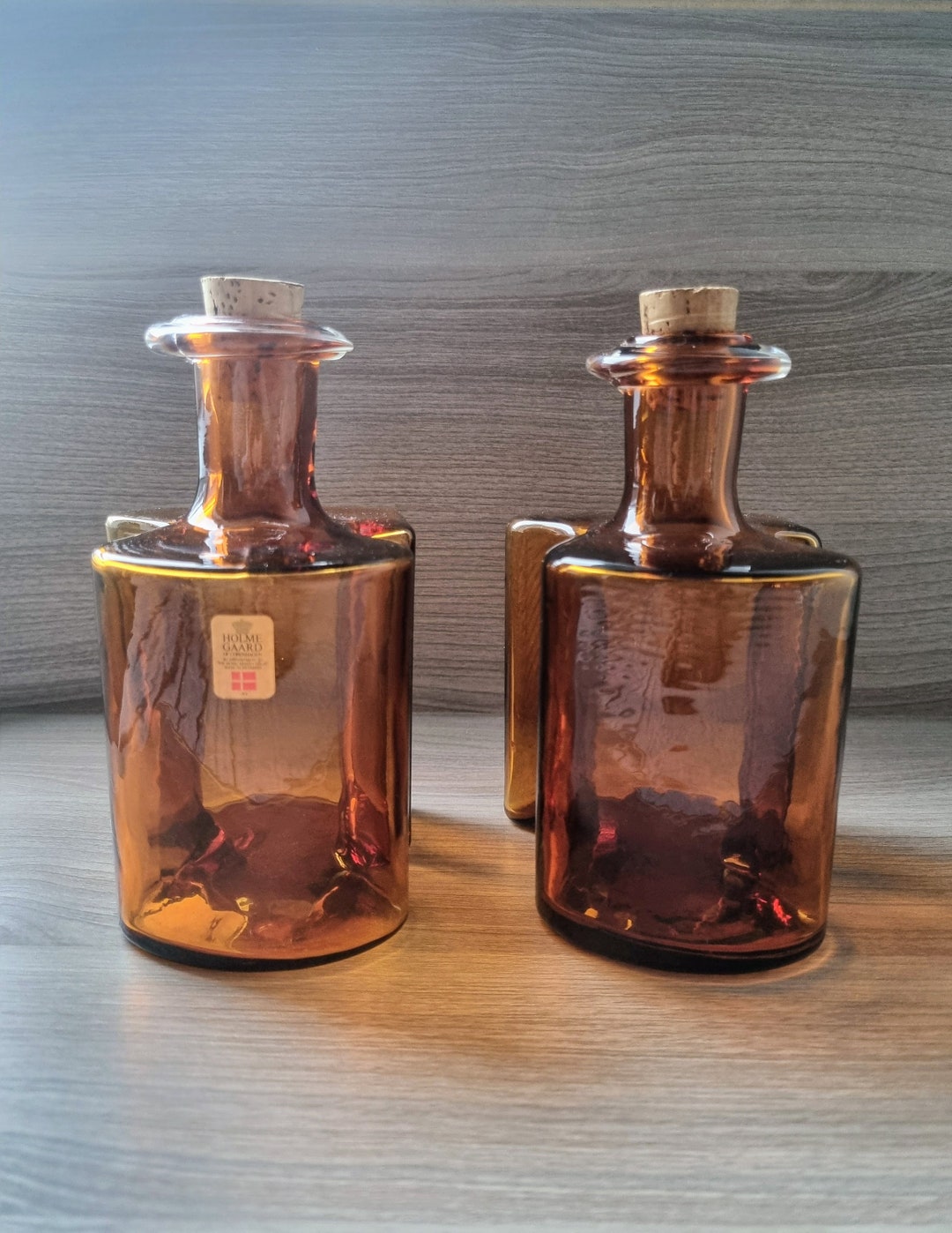 Set of 2 Very Rare Holmegaard Glass Bottles by Hjordis Olsson and ...