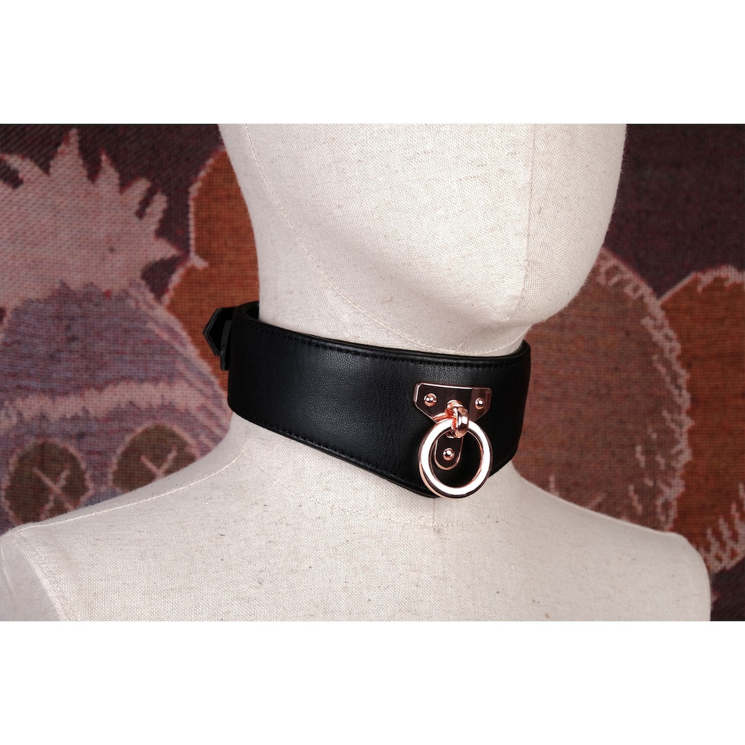 Black Vegan Leather Leather Collar for People/men and Women - Etsy